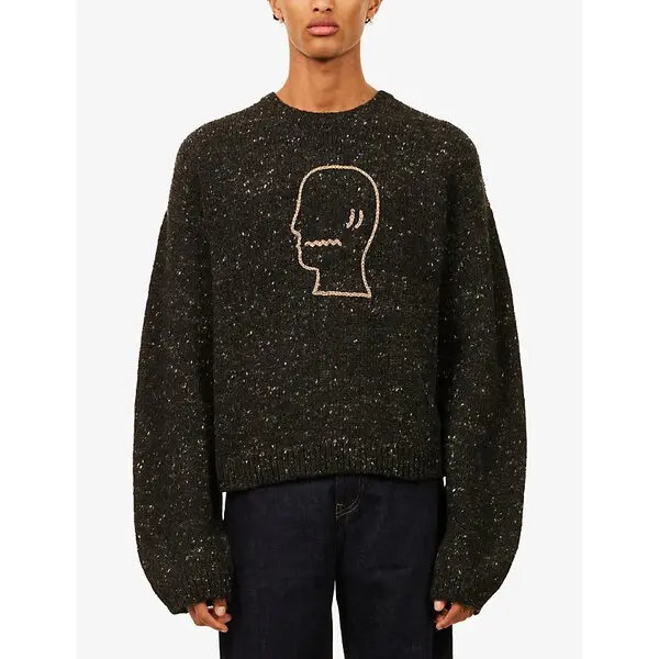 BRAIN DEAD Oversized Crew-neck Alpaca-blend Jumper - Charcoal