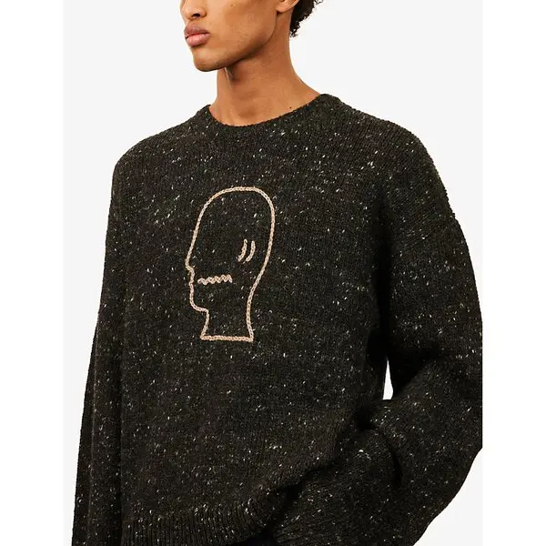 BRAIN DEAD Oversized Crew-neck Alpaca-blend Jumper - Charcoal
