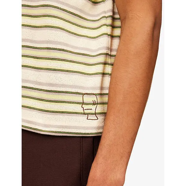 BRAIN DEAD Crew-neck Striped Stretch-cotton T-shirt - Green Multi