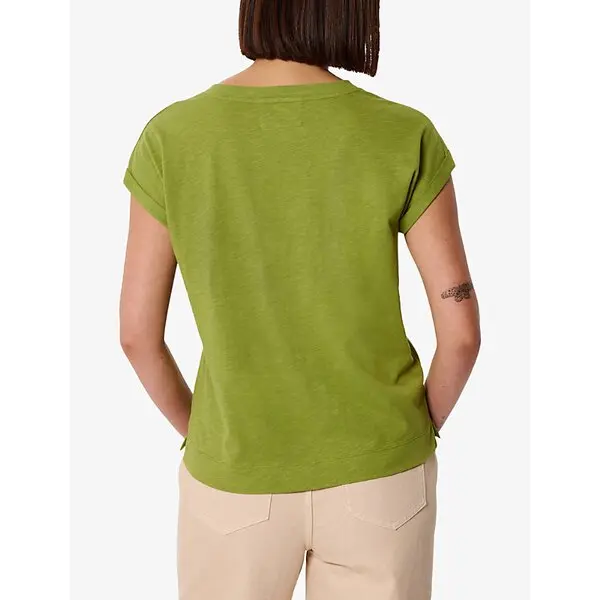 Whistles Willa V-neck Cotton-jersey T-shirt - Green