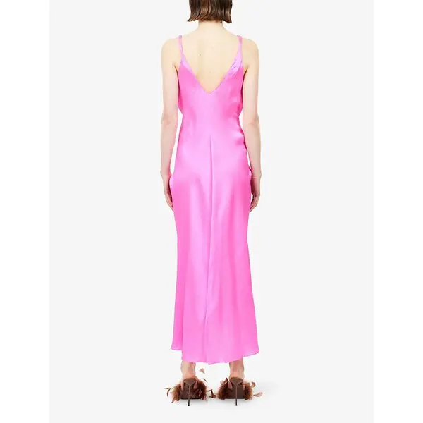JW Anderson Knot Tie Silk Midi Dress - Hot Pink | Editorialist