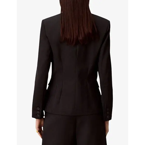 Claudie Pierlot V-neck Padded-shoulder Woven Jacket - Black