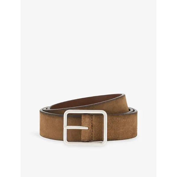 Boggi Milano Suede Belt With Square Buckle - Brown