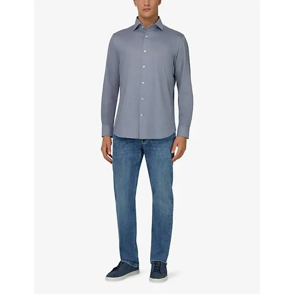 Boggi Milano Regular Straight-leg Stretch-denim Jeans - Medium Blue