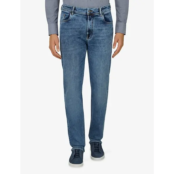Boggi Milano Regular Straight-leg Stretch-denim Jeans - Medium Blue