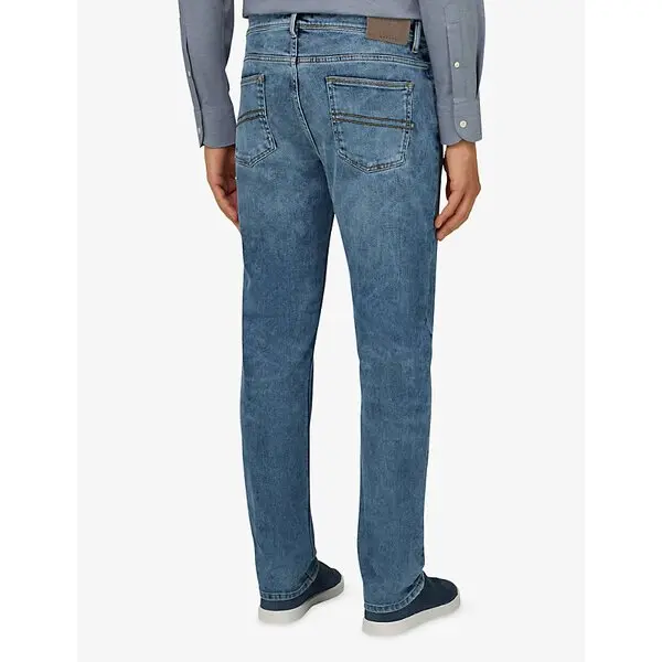 Boggi Milano Regular Straight-leg Stretch-denim Jeans - Medium Blue