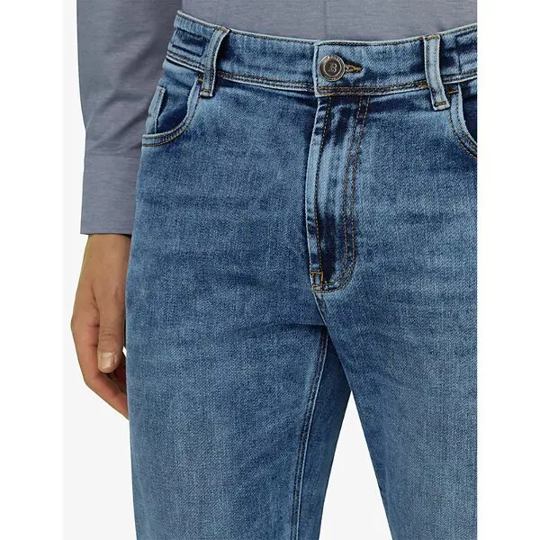 Boggi Milano Regular Straight-leg Stretch-denim Jeans - Medium Blue