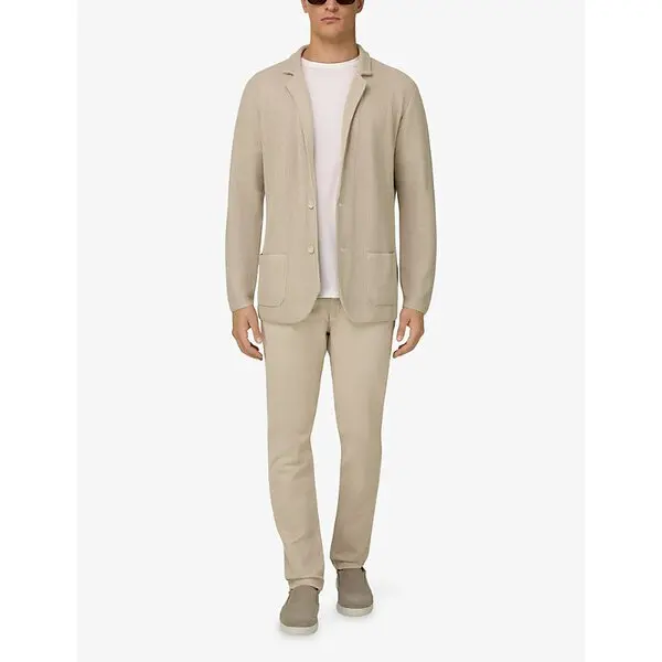 Boggi Milano Regular-fit Single-breasted Cotton Blazer - Sand