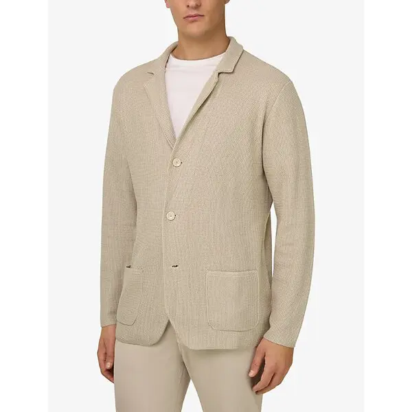 Boggi Milano Regular-fit Single-breasted Cotton Blazer - Sand