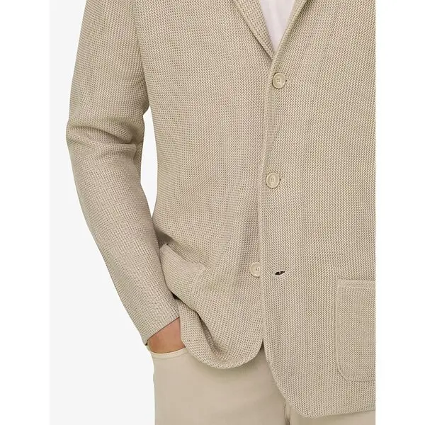Boggi Milano Regular-fit Single-breasted Cotton Blazer - Sand