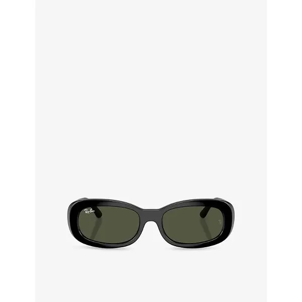 Ray-ban Oval-frame Acetate Sunglasses - Black