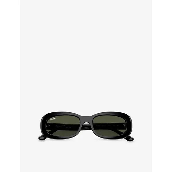 Ray-ban Oval-frame Acetate Sunglasses - Black