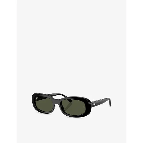 Ray-ban Oval-frame Acetate Sunglasses - Black
