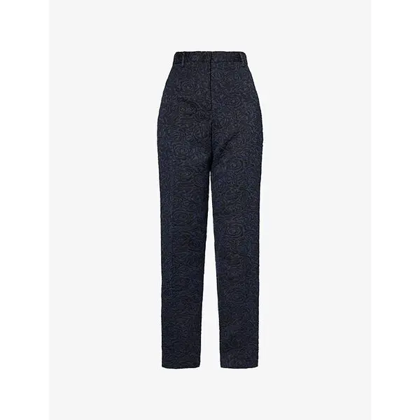 Dries Van Noten Pilar Tapered-leg Cotton-blend Trousers - Navy