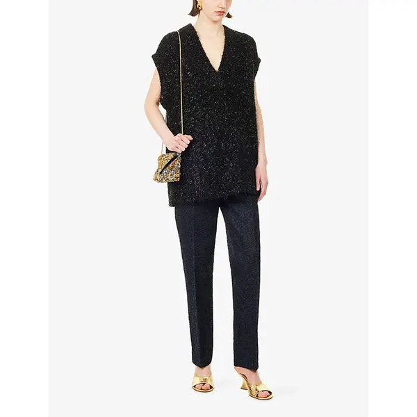 Dries Van Noten Pilar Tapered-leg Cotton-blend Trousers - Navy