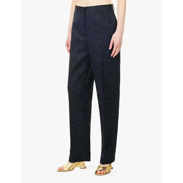Dries Van Noten Pilar Tapered-leg Cotton-blend Trousers - Navy