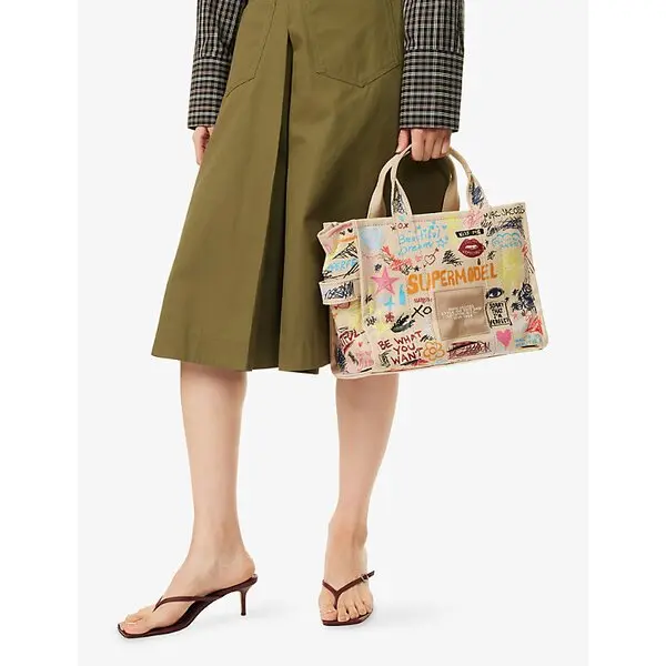Marc Jacobs The Punk Scribble Canvas Medium Tote Bag - Beige Multi