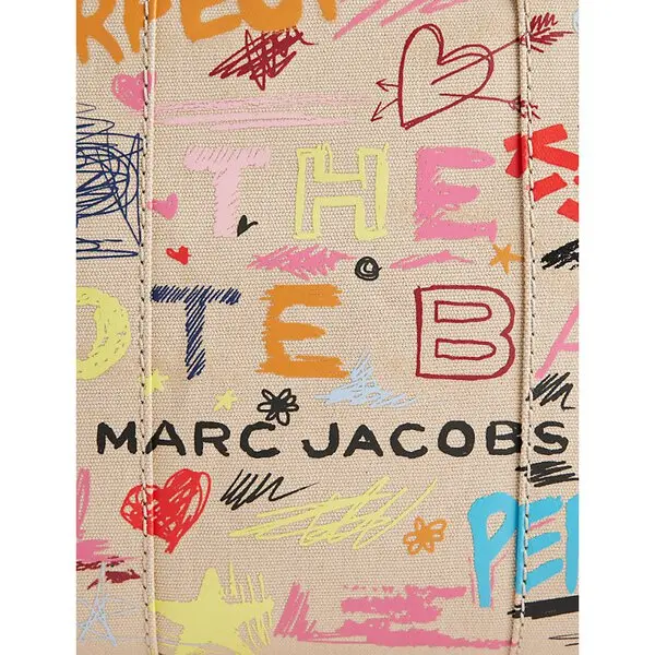 Marc Jacobs The Punk Scribble Canvas Medium Tote Bag - Beige Multi