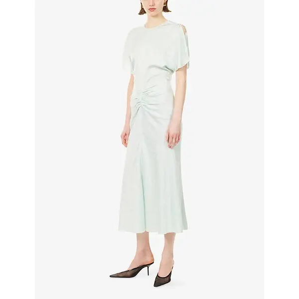 Victoria Beckham Bela Short-sleeve Cady Midi Dress - Aquamarine