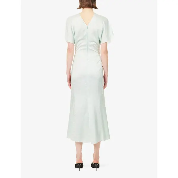 Victoria Beckham Bela Short-sleeve Cady Midi Dress - Aquamarine