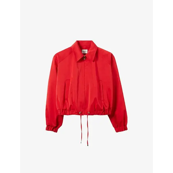 Claudie Pierlot Cropped Side-pocket Satin Jacket - Red