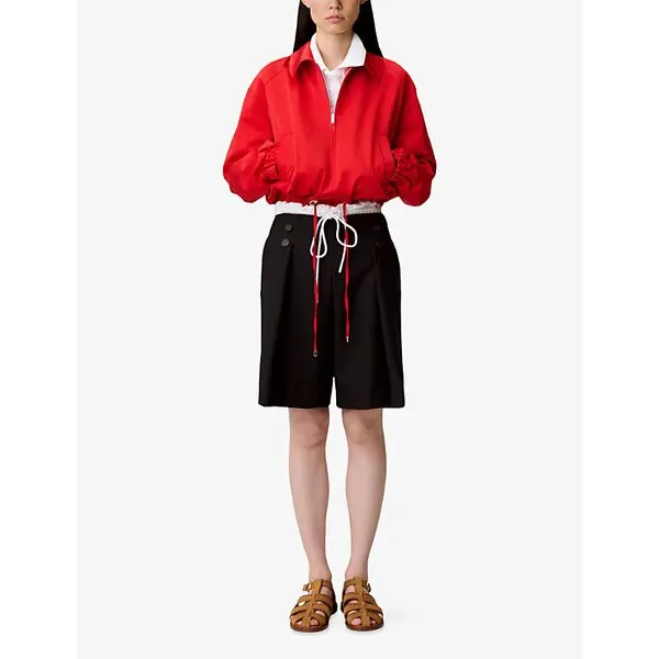 Claudie Pierlot Cropped Side-pocket Satin Jacket