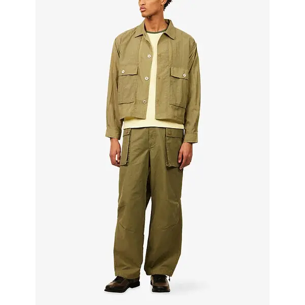 BRAIN DEAD Cropped Button-up Nylon Shirt
