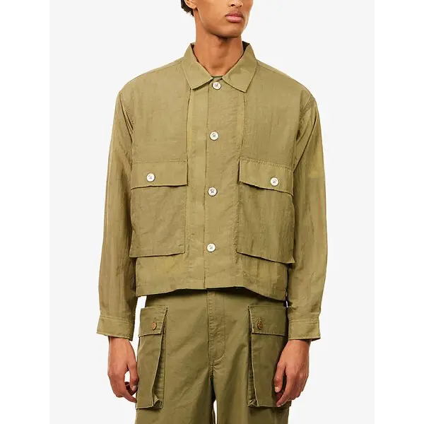 BRAIN DEAD Cropped Button-up Nylon Shirt