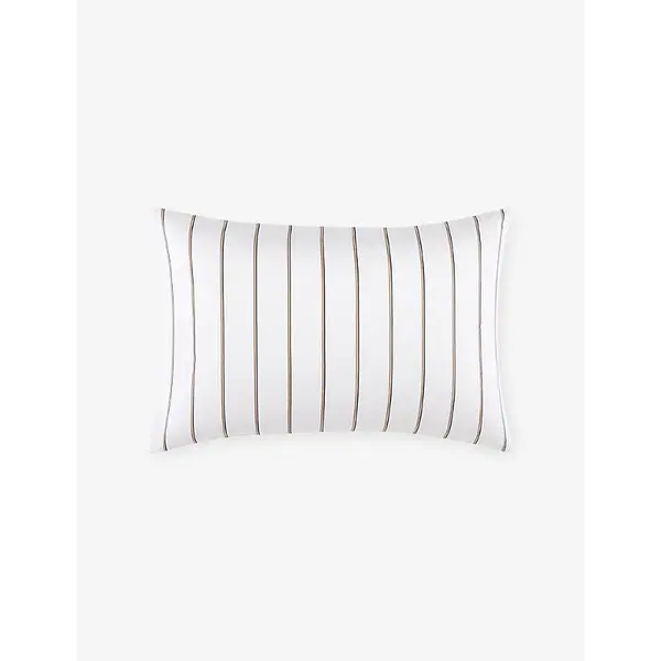 BOSS Bray Striped Cotton Pillowcase 50cm X 75cm - White