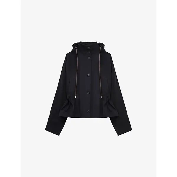 Loewe Hooded Flared-hem Cotton-blend Jacket - Black