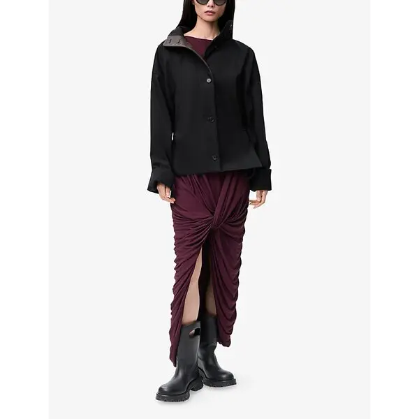 Loewe Hooded Flared-hem Cotton-blend Jacket - Black