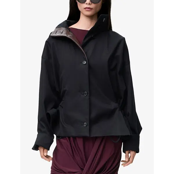 Loewe Hooded Flared-hem Cotton-blend Jacket - Black