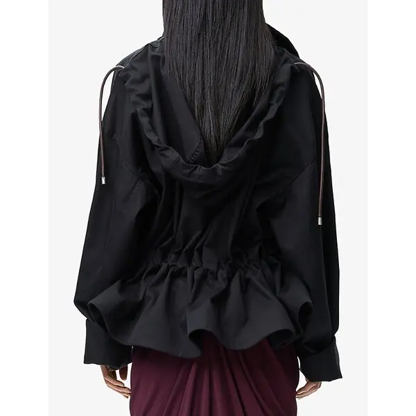 Loewe Hooded Flared-hem Cotton-blend Jacket - Black