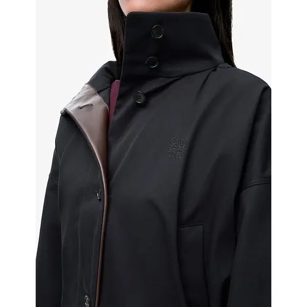 Loewe Hooded Flared-hem Cotton-blend Jacket - Black