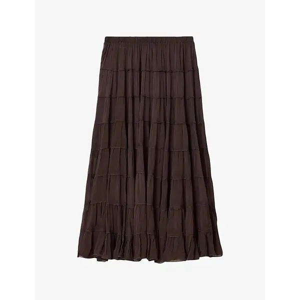 ALLSAINTS Elasticated-waist Woven Maxi Skirt - Bottle Brown