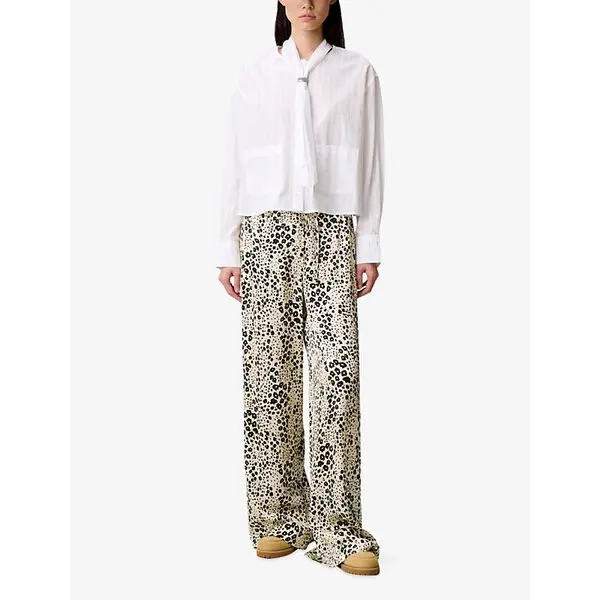 Claudie Pierlot Striped Tie-neck Cotton Shirt