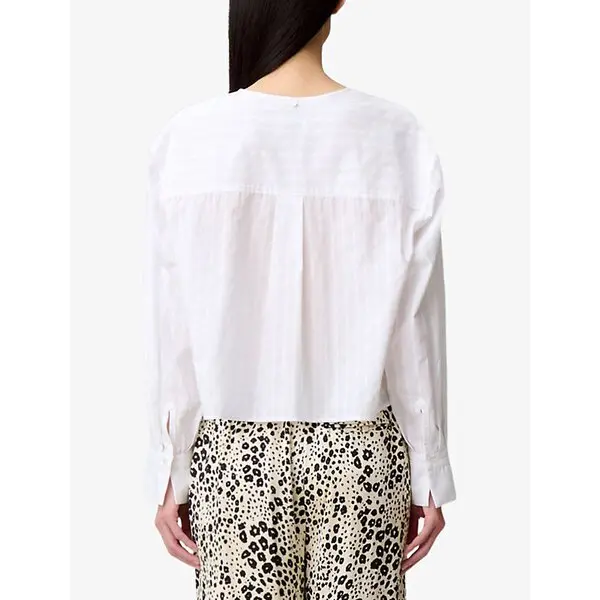 Claudie Pierlot Striped Tie-neck Cotton Shirt