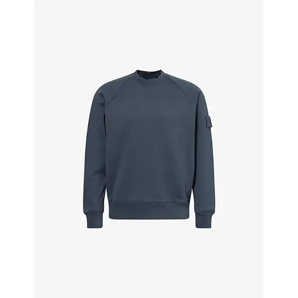 Stone Island Ghost-badge Cotton-jersey Sweatshirt - Slate Blue