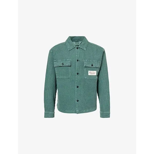 BRAIN DEAD Waffle-knit Button-front Cotton Shirt - Pine