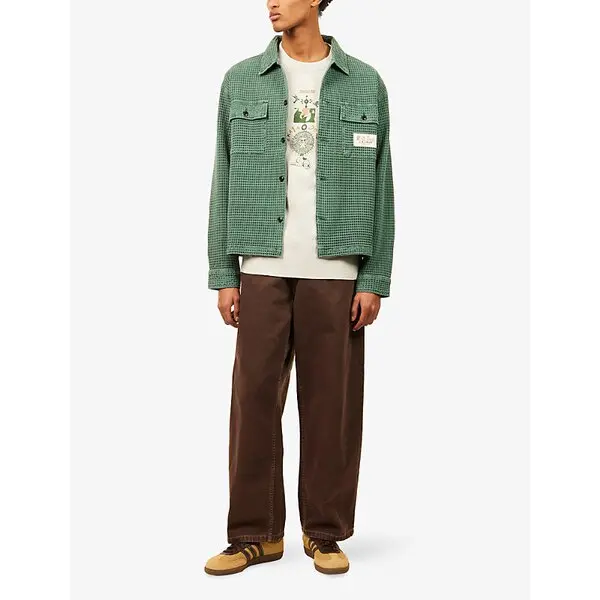 BRAIN DEAD Waffle-knit Button-front Cotton Shirt - Pine