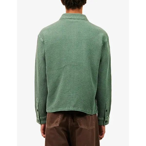 BRAIN DEAD Waffle-knit Button-front Cotton Shirt - Pine