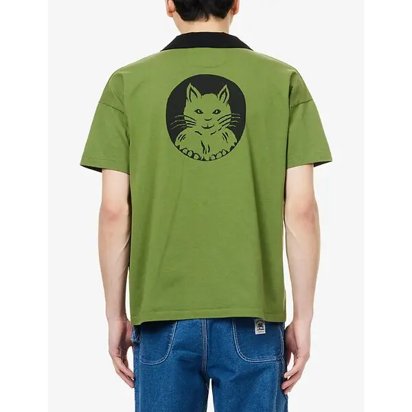 BODE Cat Graphic Cotton Polo Shirt