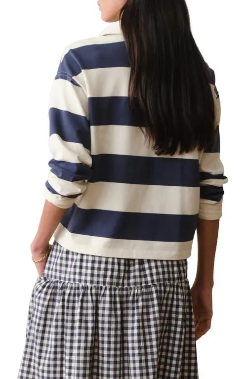 Marine Layer Luxe Stripe Sueded Cotton Polo