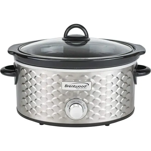 BRENTWOOD Slow Cooker Scallop Pattern - Stainless Steel