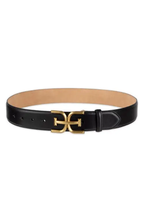Sam Edelman Logo Buckle Leather Belt - Black