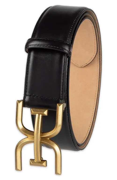 Sam Edelman Logo Buckle Leather Belt - Black