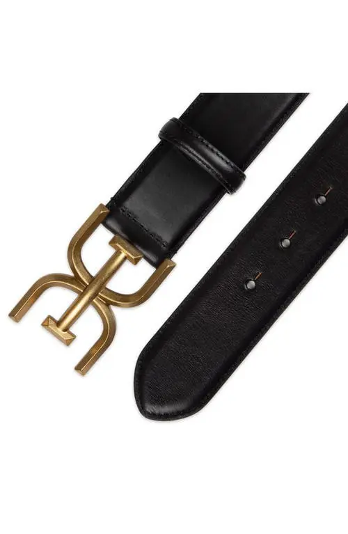 Sam Edelman Logo Buckle Leather Belt - Black