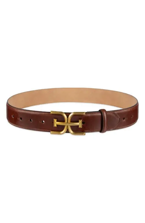 Sam Edelman Logo Buckle Leather Belt - Brown