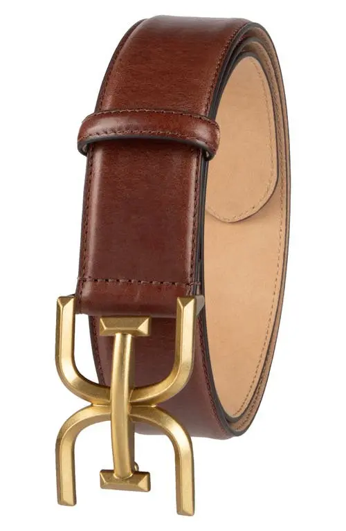 Sam Edelman Logo Buckle Leather Belt - Brown