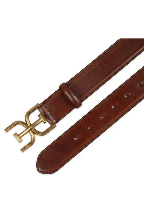 Sam Edelman Logo Buckle Leather Belt - Brown